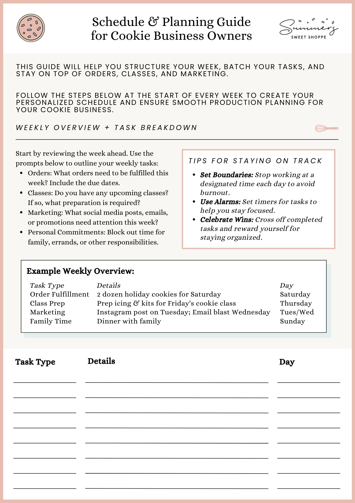 Cookie Business Time Management | Schedule & Production Planning Guide ...
